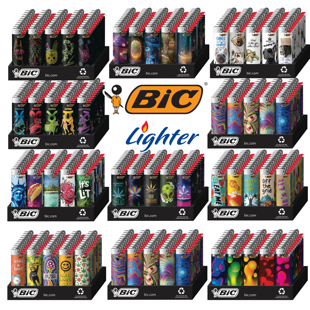 BIC - Maxi Classic Lighter Display of 50 - Special Edition Designs - HS ...