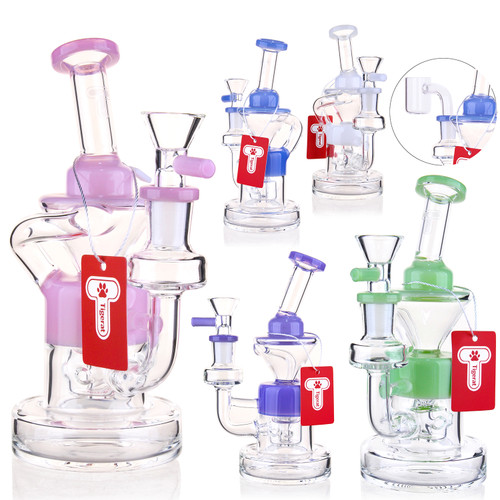 Tigerat - 6.5" Assorted Color Rim Recycler Water Pipe - with 14M Male ...