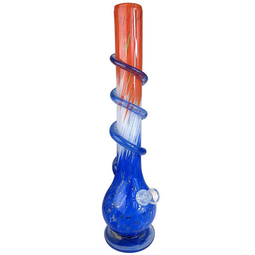 17" Tear Drop Spiral Grip Round Bottom Soft Glass Water Pipe - with 14M ...
