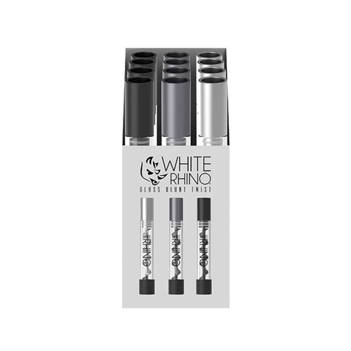 White Rhino Twist Glass Blunt Display of 12 - HS Wholesale