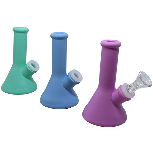 5" Assorted Silicone Pastel Mini Beaker Water Pipe | HS Wholesale