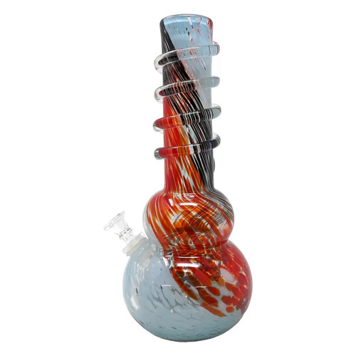 12" Double Bubble Color Slash Soft Glass Water Pipe with 14M Bowl