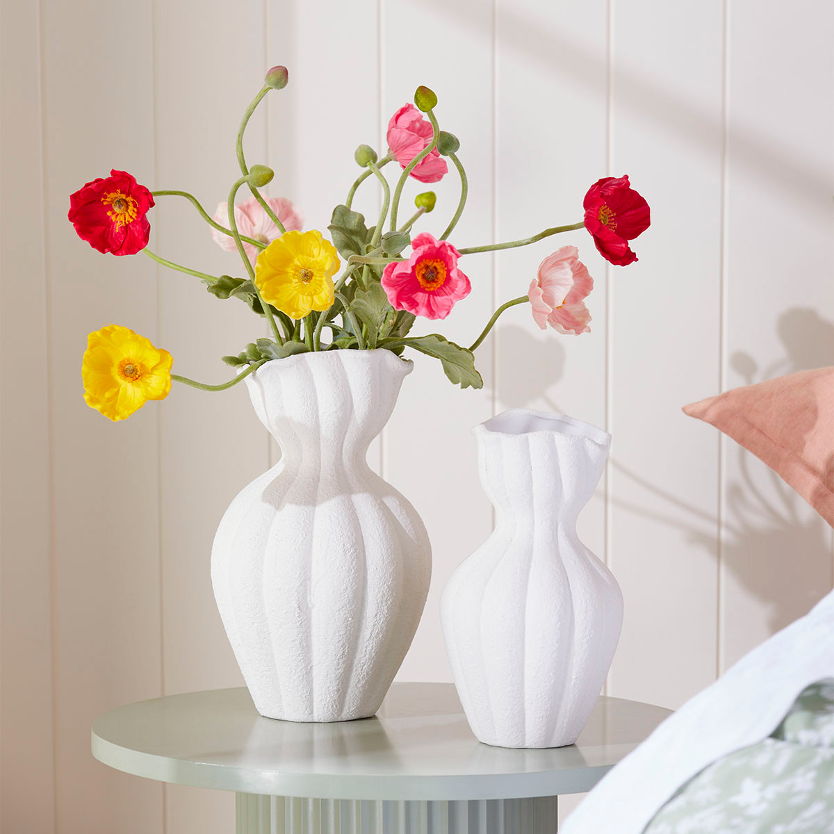 Artificial Single Poppy Stem - Pillow Talk