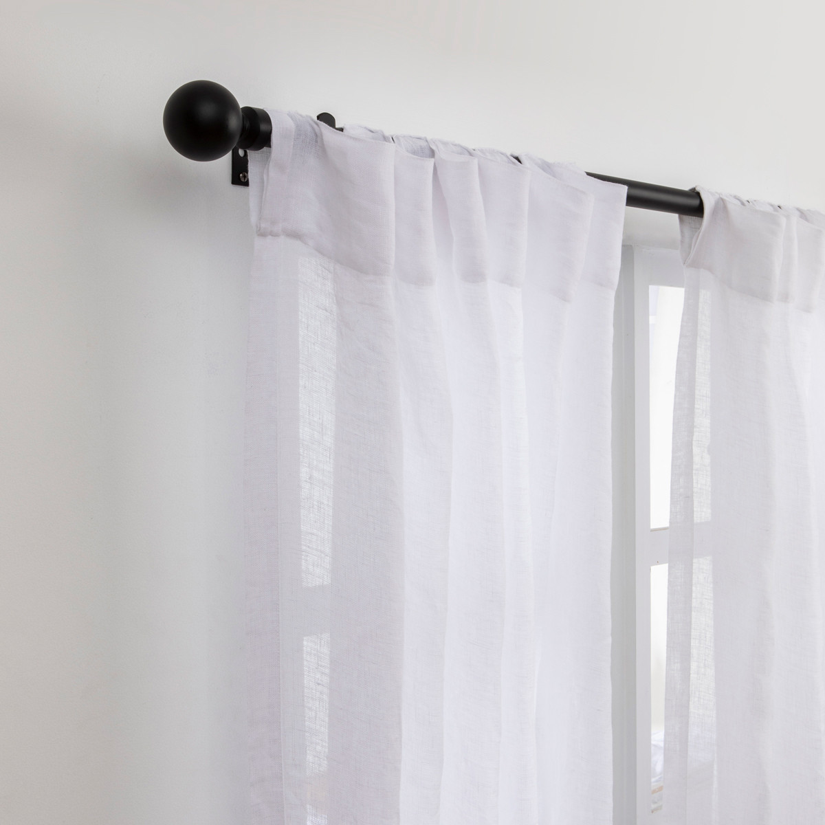 Washed Linen White Sheer Curtain Pair - Pillow Talk
