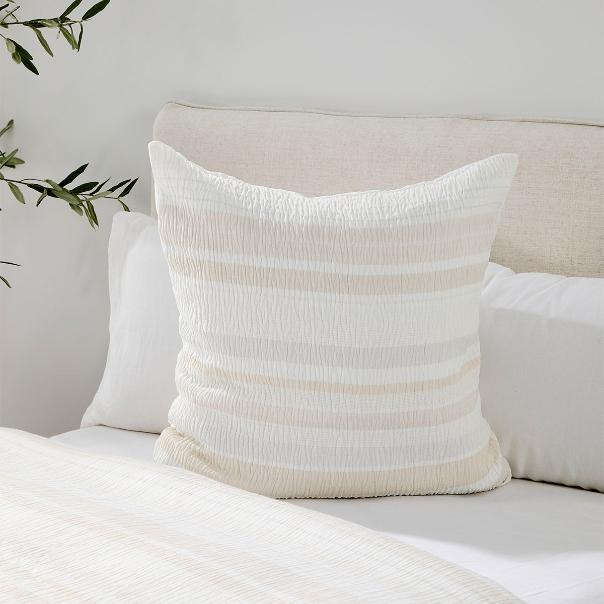 Juniper Stripe Natural European Pillowcase - Pillow Talk