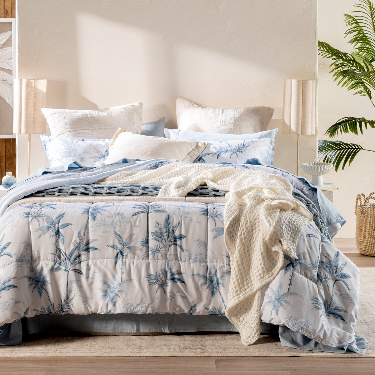 Bahama Palm Reversible Comforter Set - Pillow Talk