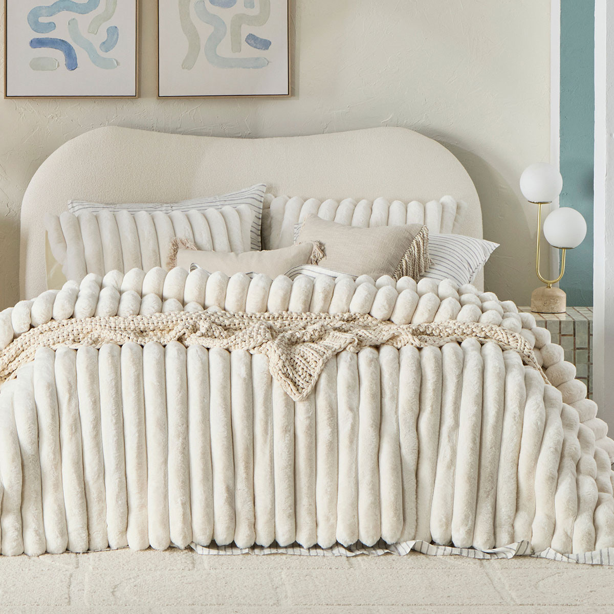 Oslo Faux Fur Ribbed Comforter Set - Pillow Talk