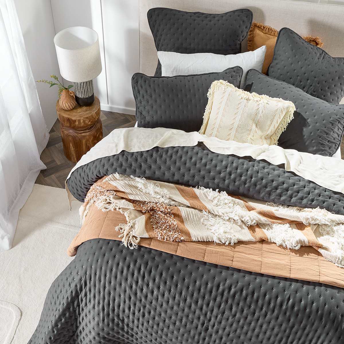 Abel Cloud Charcoal European Pillowcase - Pillow Talk