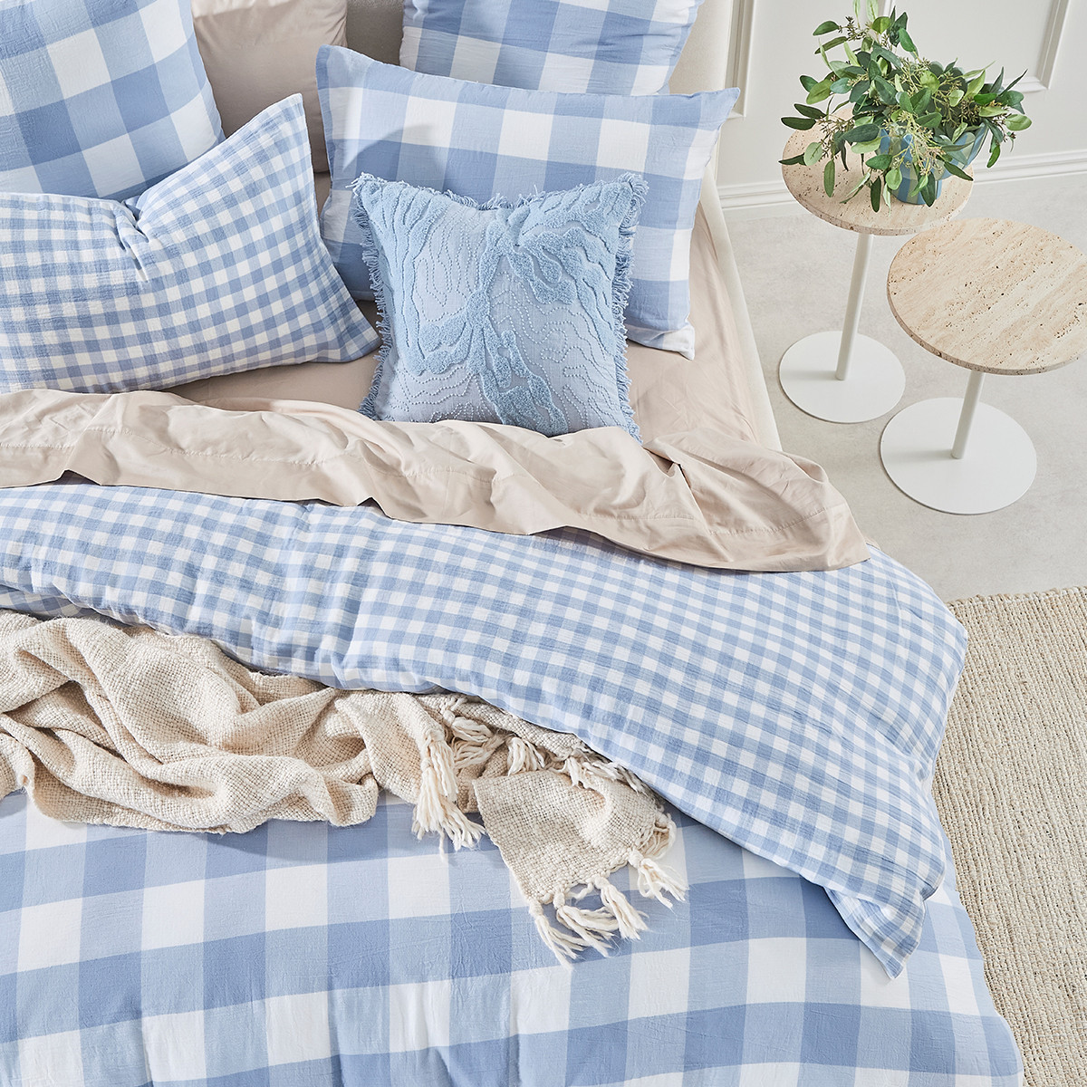 Della Blue Check Quilt Cover Set - Pillow Talk