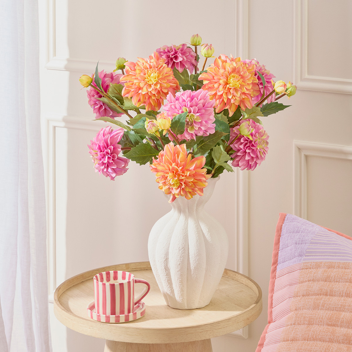 Artificial Dahlia Flower Stem - Pillow Talk