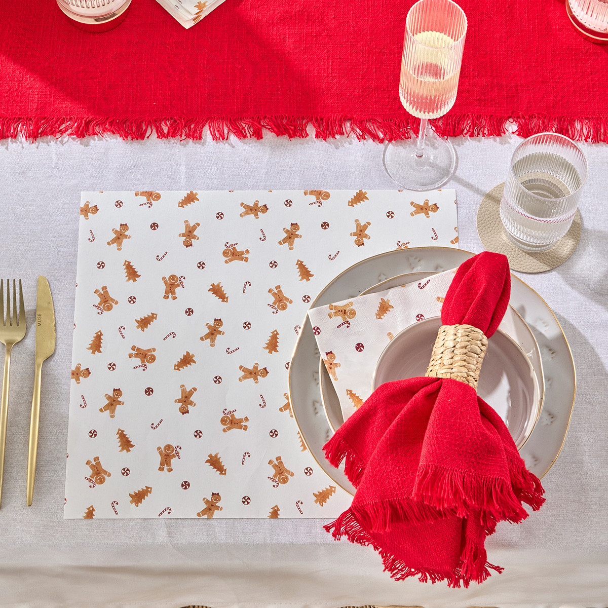 Gingerbread Christmas Paper Placemat 24 Pack - Pillow Talk