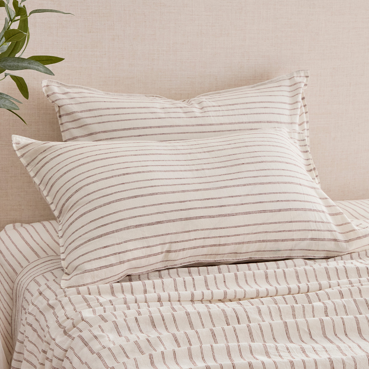 Linen Cotton Stripe Standard Pillowcase Pair - Pillow Talk