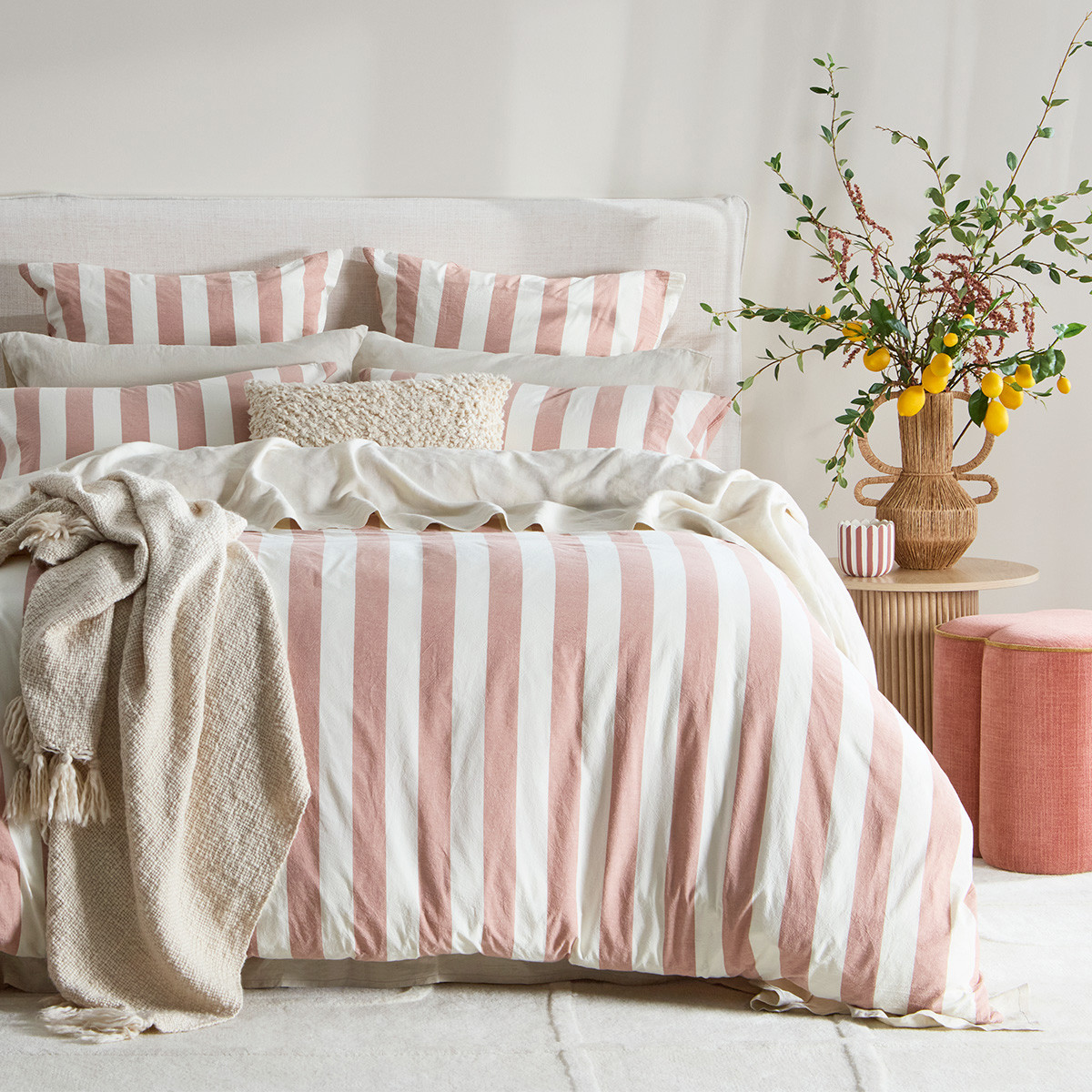 Milah Clay Stripe Quilt Cover Set - Pillow Talk