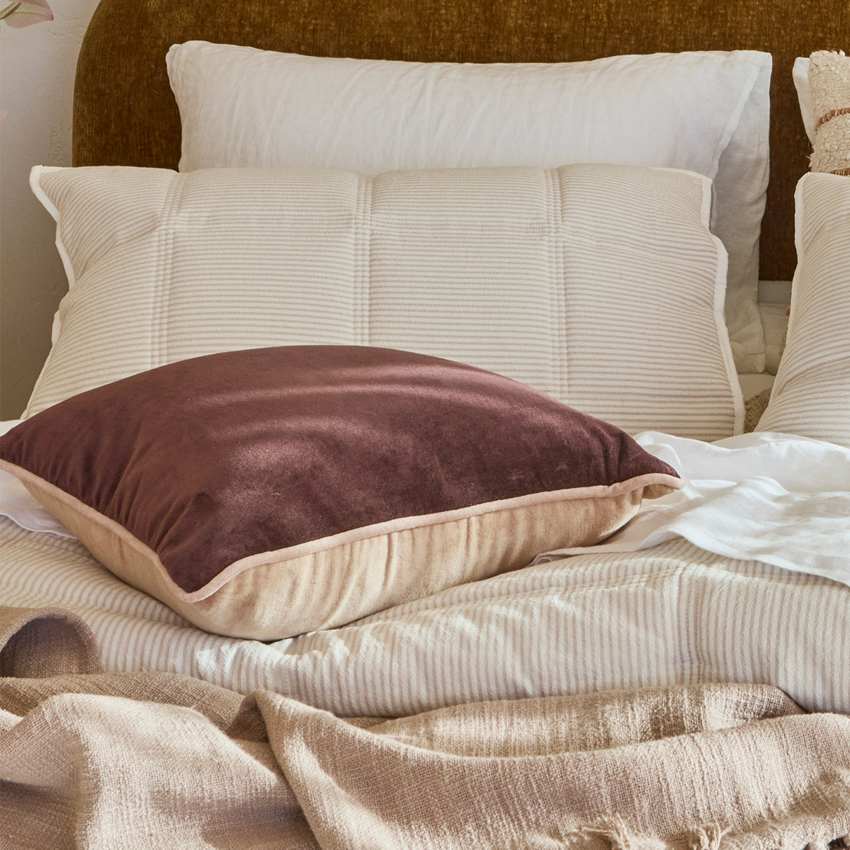 Cleo Reversible Velvet Feather Cushion - Pillow Talk