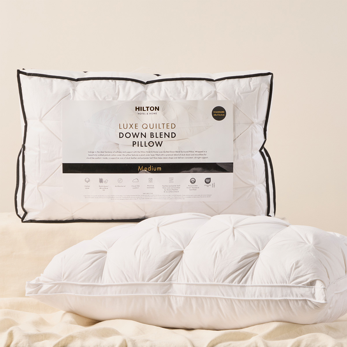 Hotel & Home Luxe Quilted Down Blend Pillow - Pillow Talk