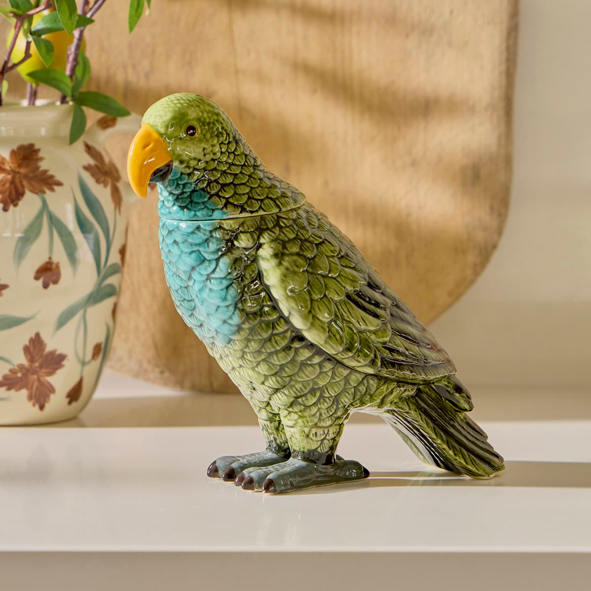 Peachy Blue Parrot Jar with Lid - Pillow Talk