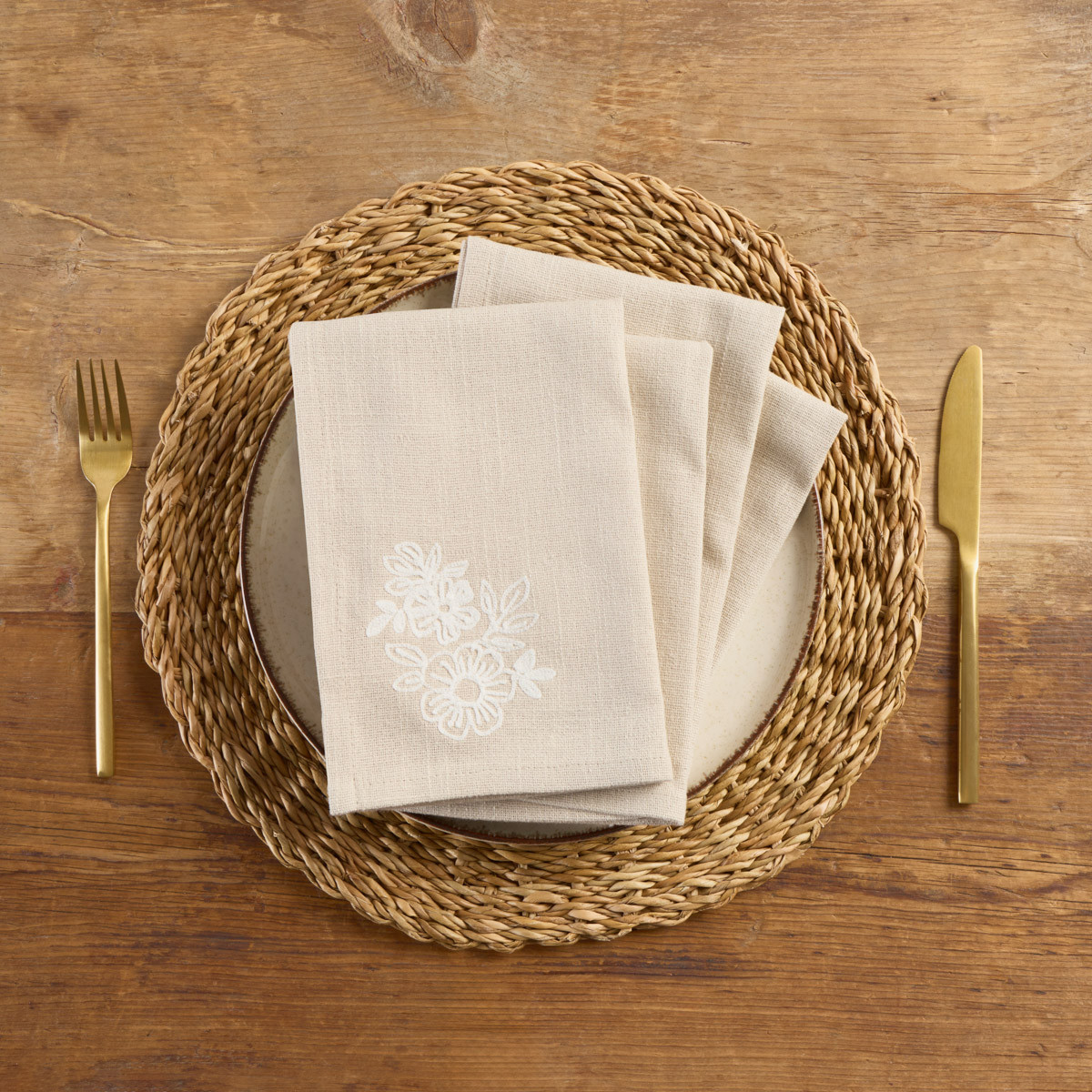 Harper Embroidered Napkin 4 Pack - Pillow Talk