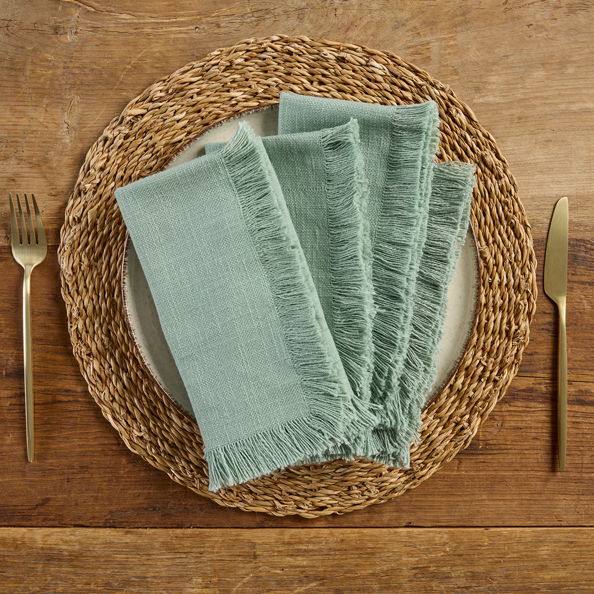 Ashra Jadeite Fringed Napkin Set of 4 - Pillow Talk