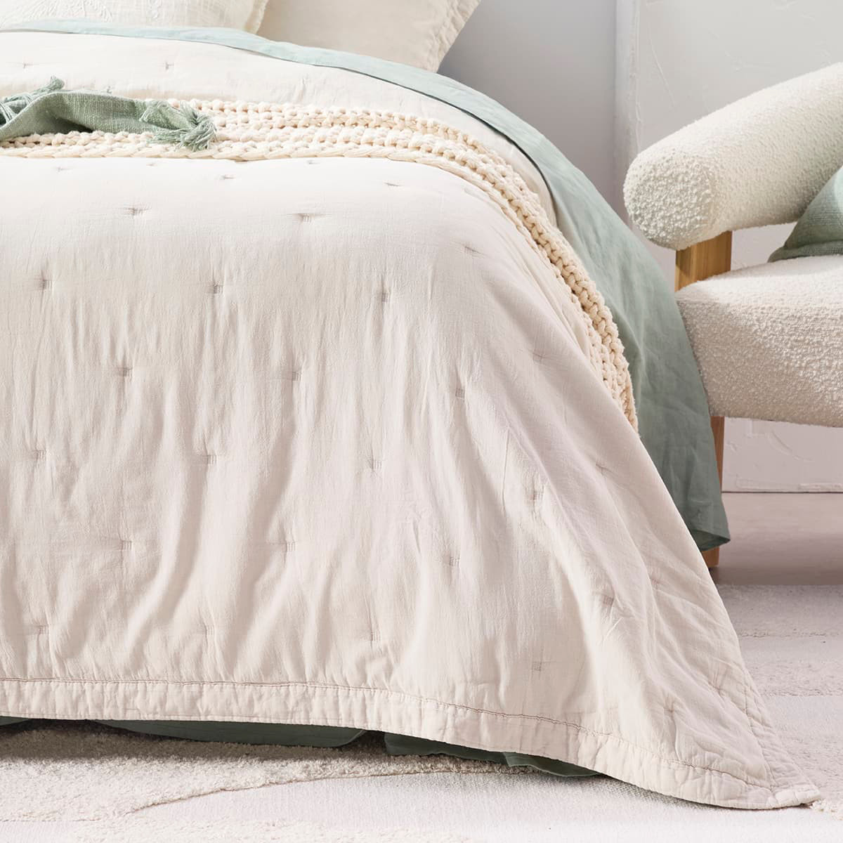 Leni Stone Washed Cotton Coverlet Set - Pillow Talk