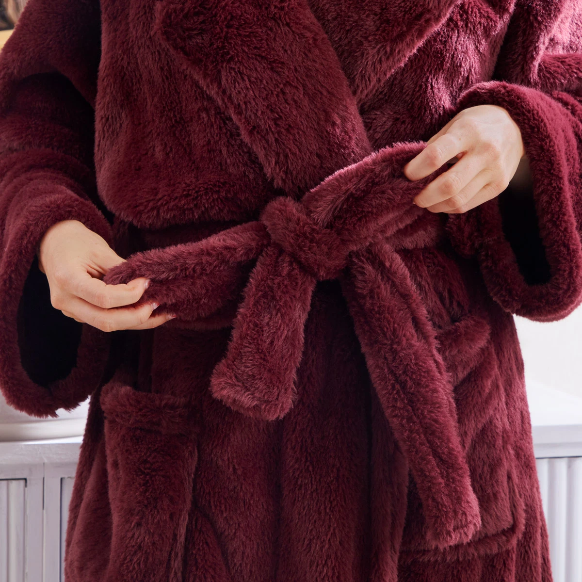 Victoria Mahogany Faux Fur Bath Robe - Pillow Talk