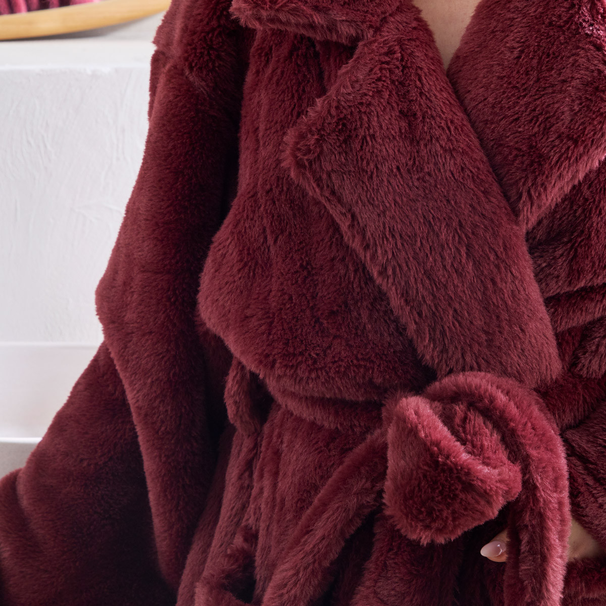 Victoria Mahogany Faux Fur Bath Robe - Pillow Talk