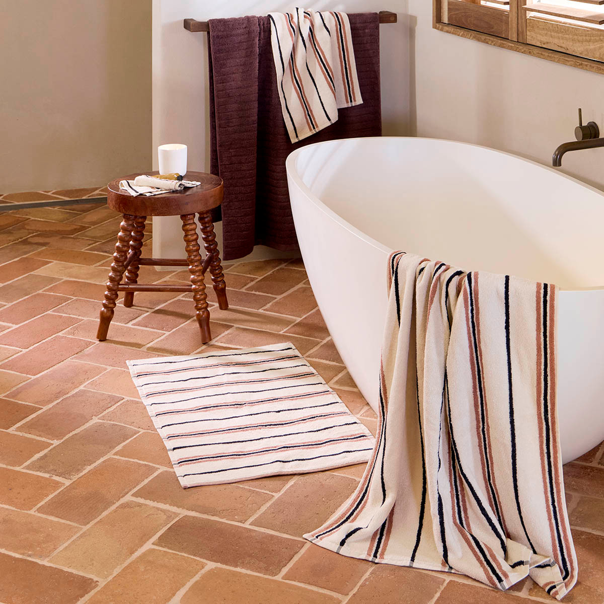 Harley Natural & Black Stripe Bath Mat - Pillow Talk