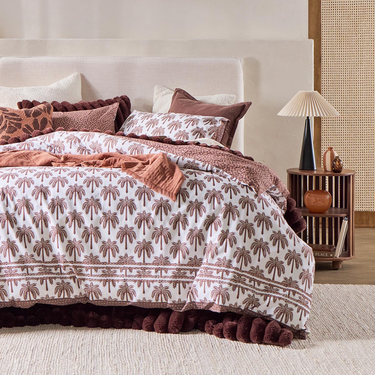 Zuri Palm Reversible Quilt Cover Set - Pillow Talk