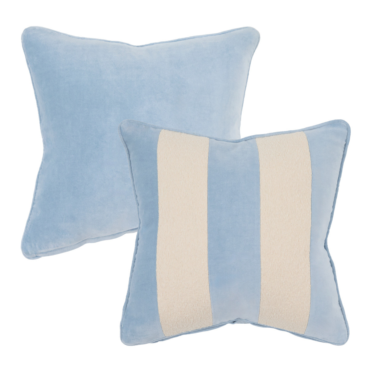 Nico Light Blue Velvet Boucle Stripe Cushion - Pillow Talk