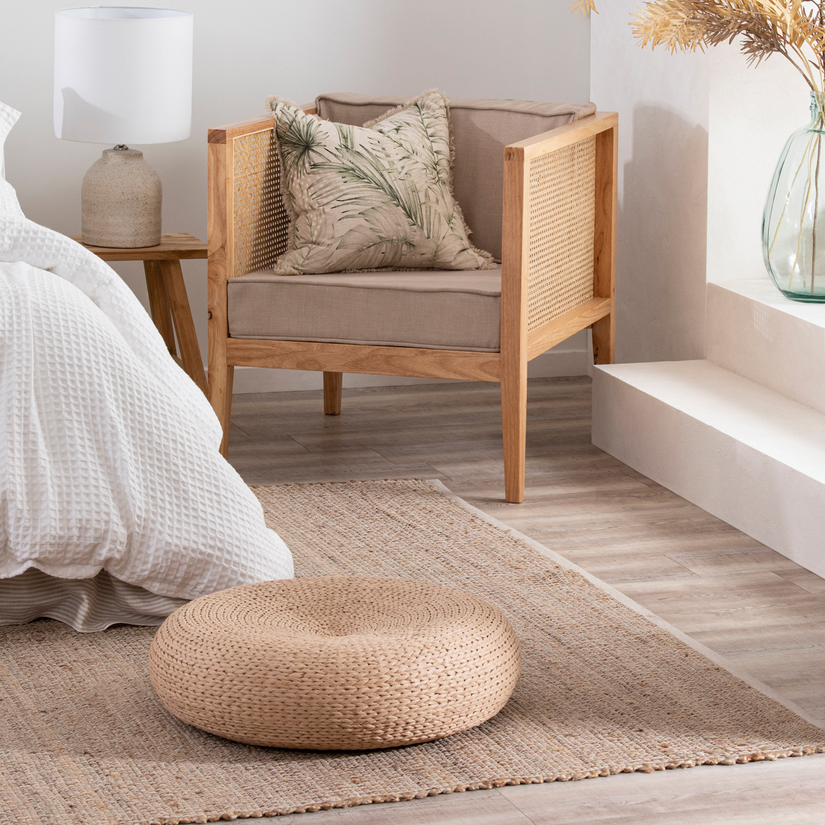 Havana Natural Ottoman - Pillow Talk
