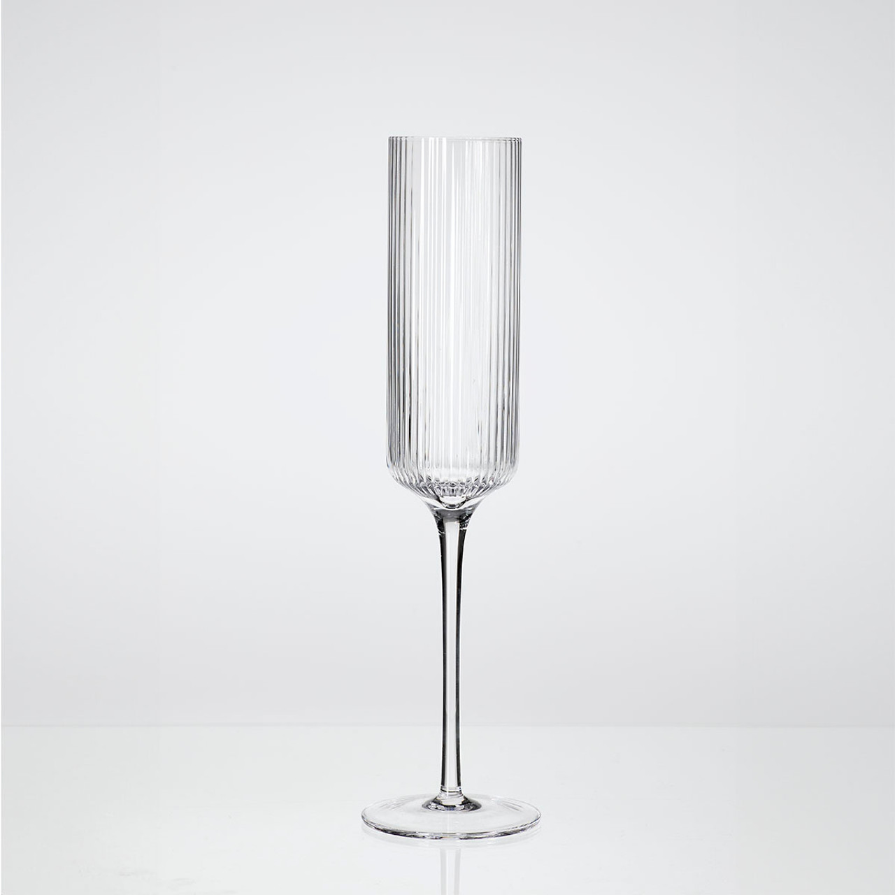 Mila Ribbed Champagne Crystal Glass Flute Set Of 4 Pillow Talk