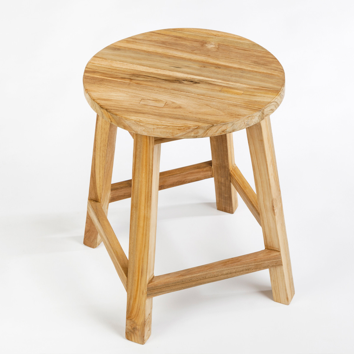 Ward Recycled Teak Round Stool - Pillow Talk