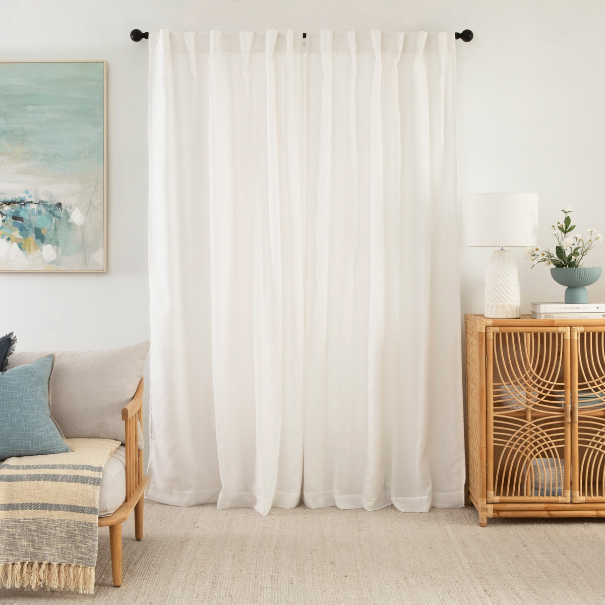 Aspen White Triple Weave Room Darkening Curtains [HABBASPEN22A ...