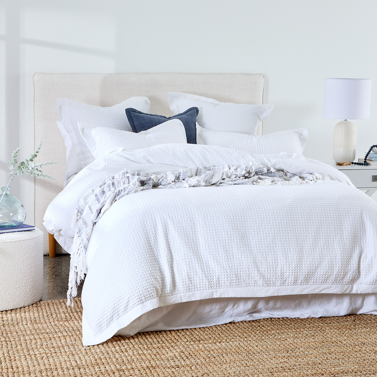 Waffle White Quilt Cover Set - Pillow Talk
