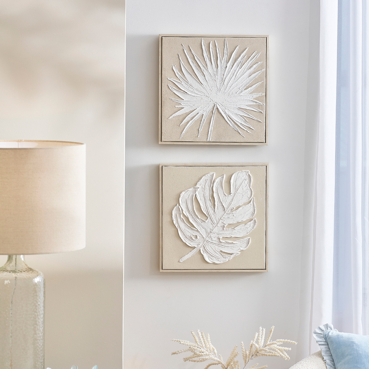 Culgoa Leaf Textured Framed Wall Art - Pillow Talk