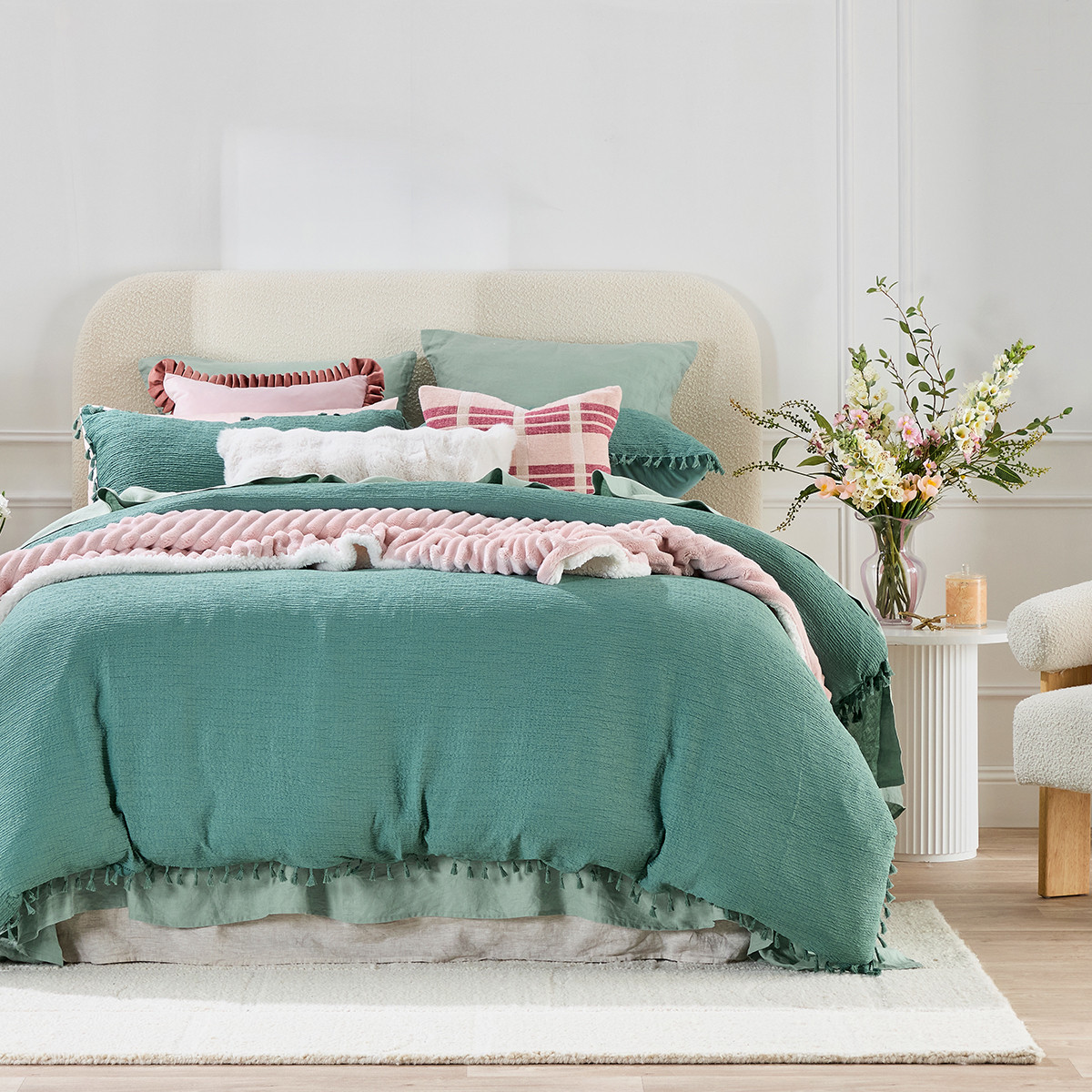 Talia Jade Green Quilt Cover Set - Pillow Talk