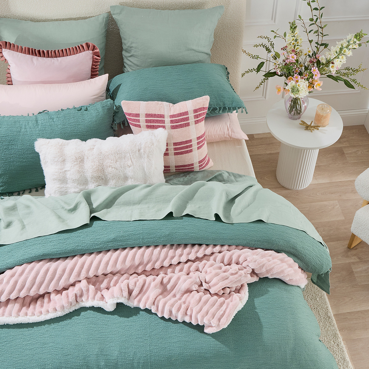 Talia Jade Green Quilt Cover Set - Pillow Talk