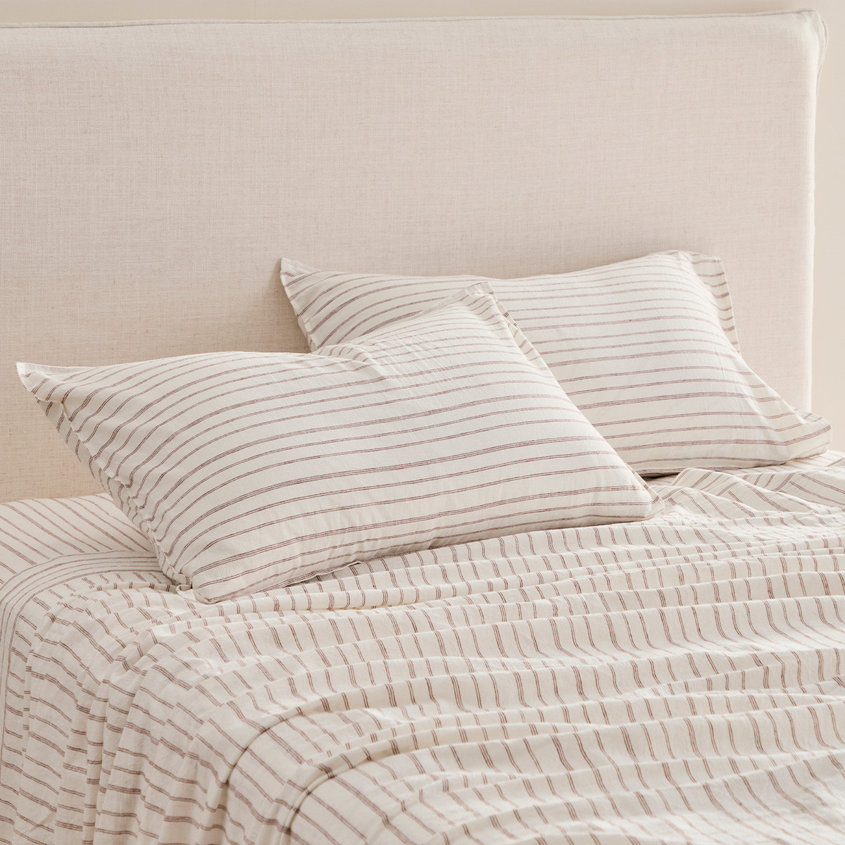Linen Cotton Stripe Standard Pillowcase Pair - Pillow Talk