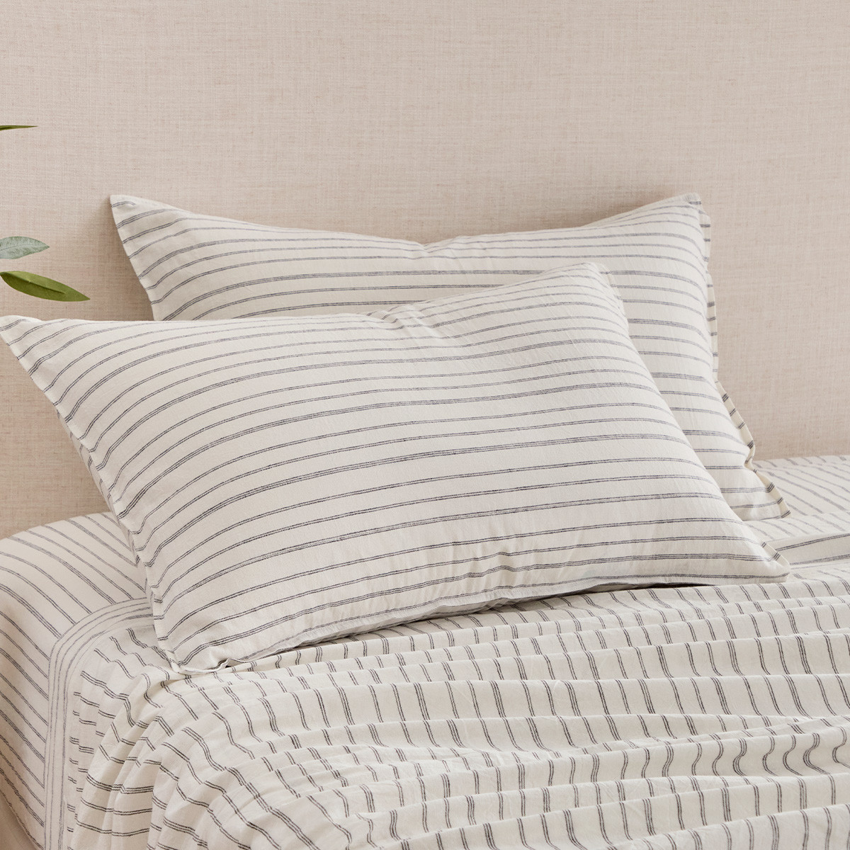Linen Cotton Stripe Standard Pillowcase Pair - Pillow Talk