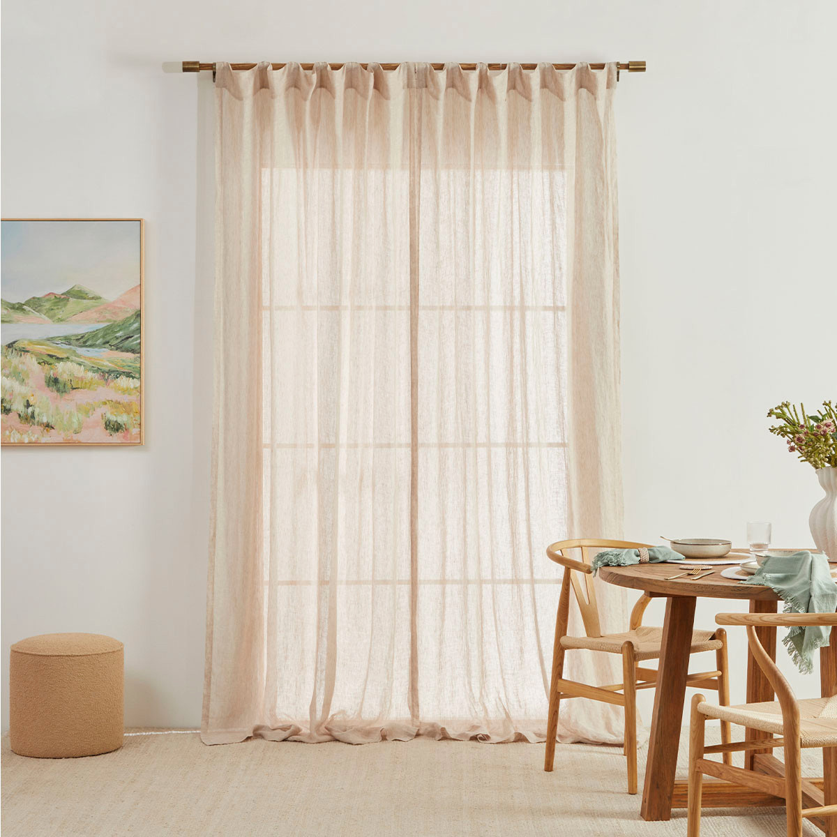Washed Linen Natural Sheer Curtain Pair [MUSBLINEN21B] - Pillow Talk