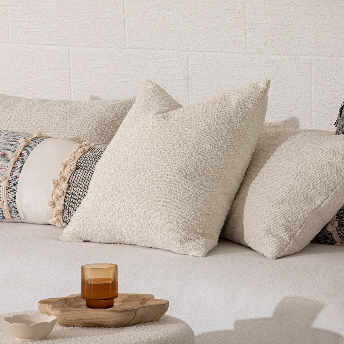 Ava Large Square Boucle Cushion - Pillow Talk