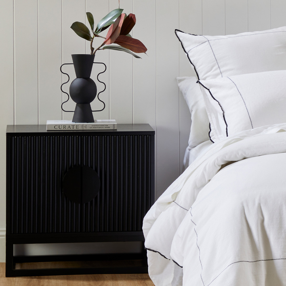 Dutton Black Bedside Table - Pillow Talk