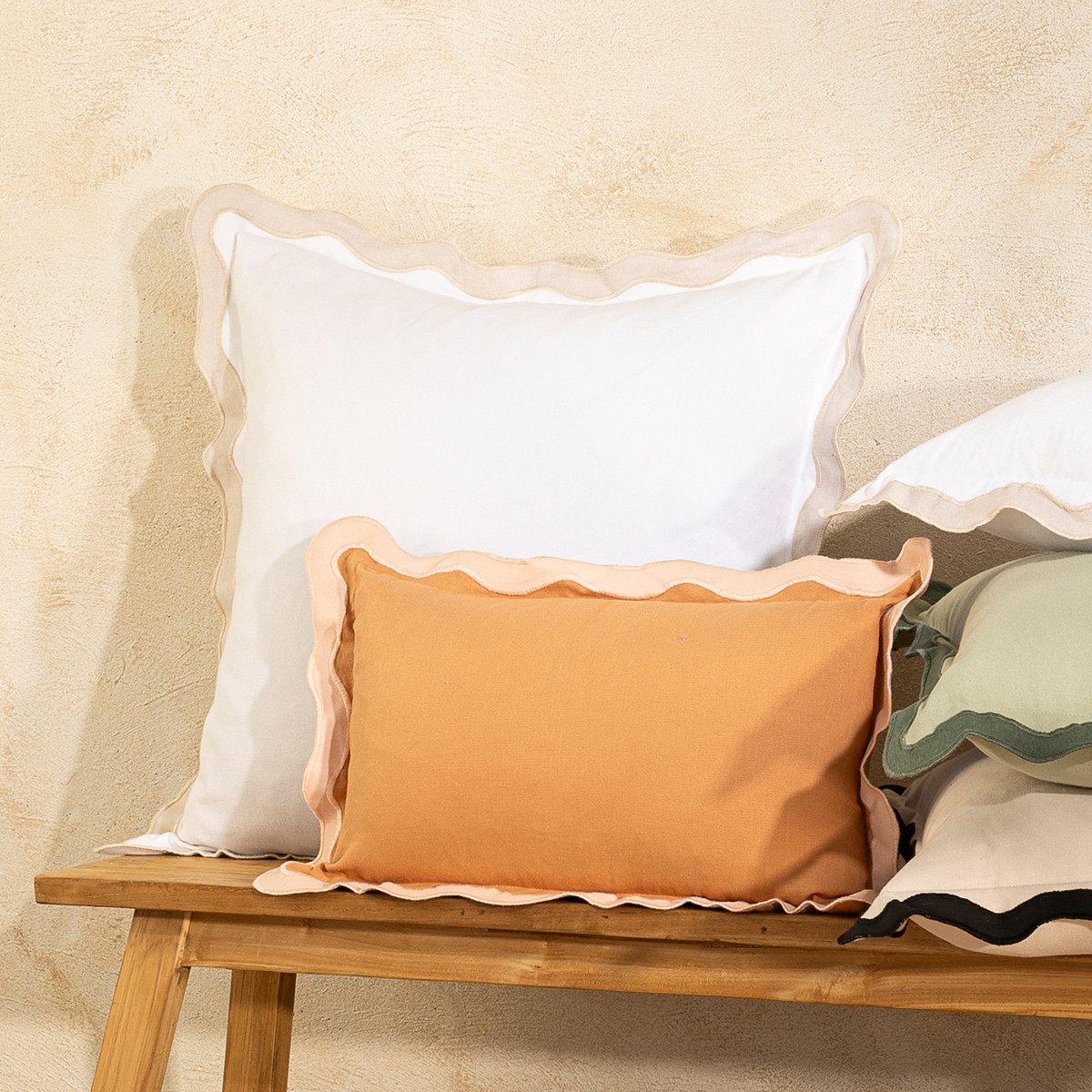 Maya Scalloped Large Square Cushion [HABLMAYSC23_SQ60] - Pillow Talk