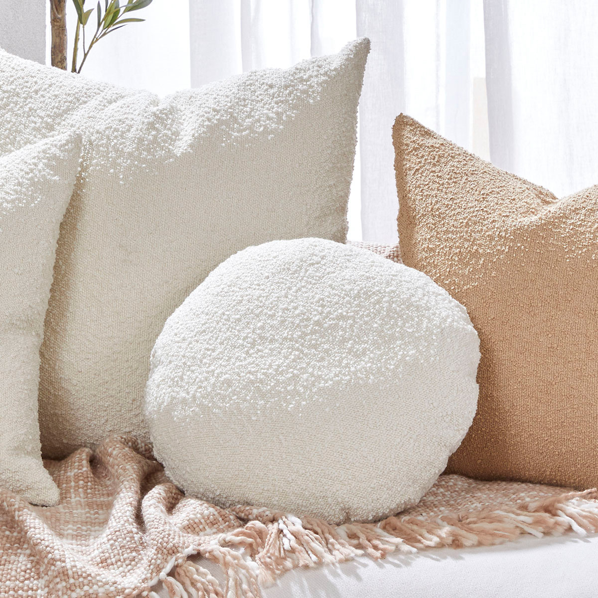 Ava Round Boucle Cushion - Pillow Talk