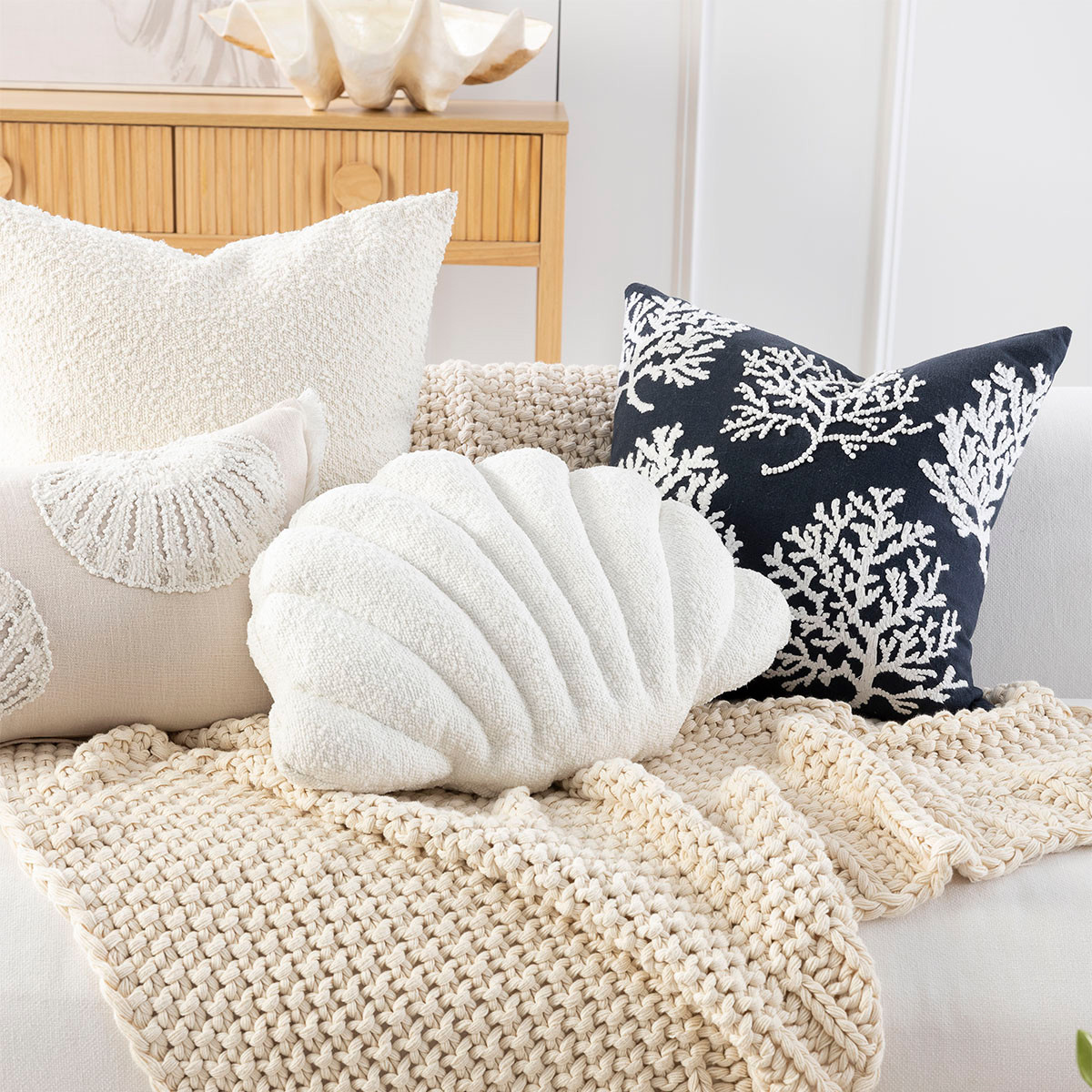 Boucle Shell Cushion - Pillow Talk