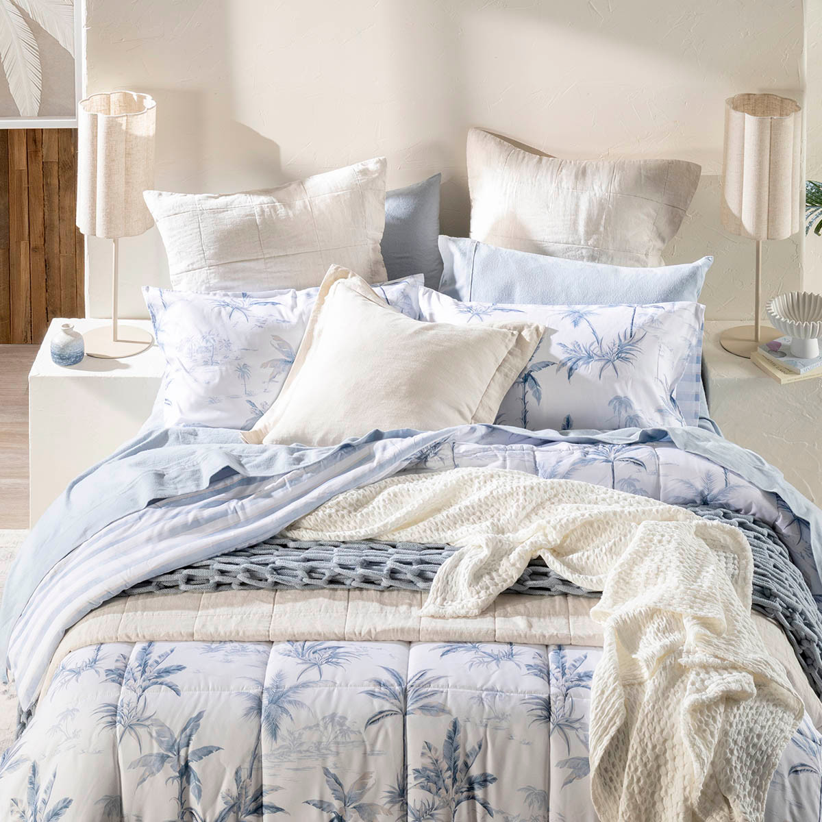 Bahama Palm Reversible Comforter Set - Pillow Talk