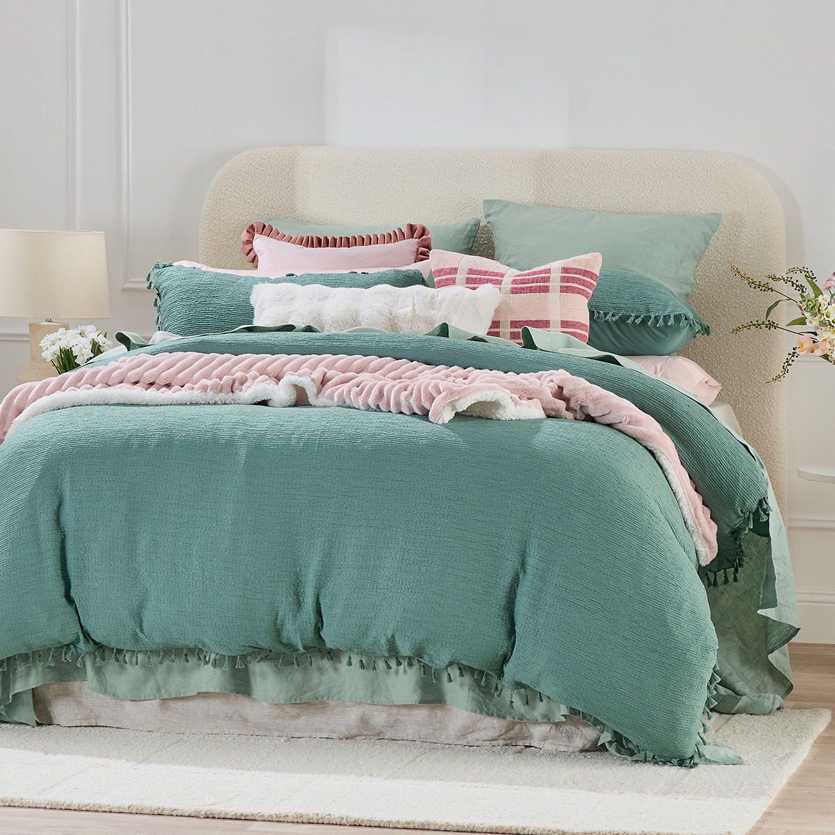 Talia Jade Green Quilt Cover Set - Pillow Talk