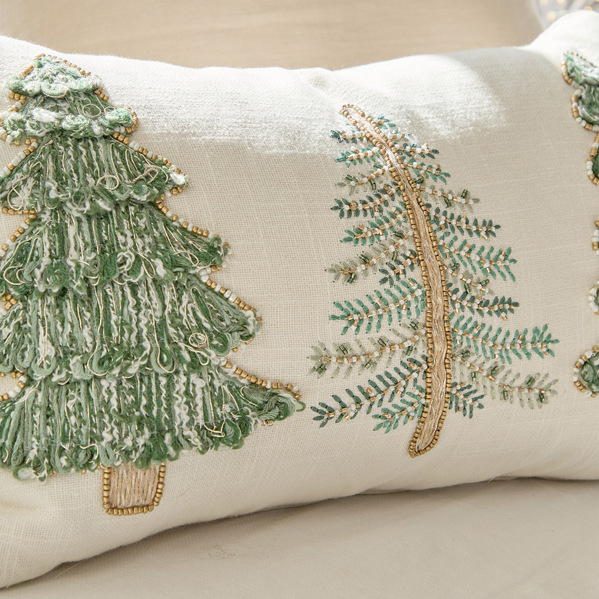 Holiday Pine Embroidered Christmas Tree Cushion - Pillow Talk