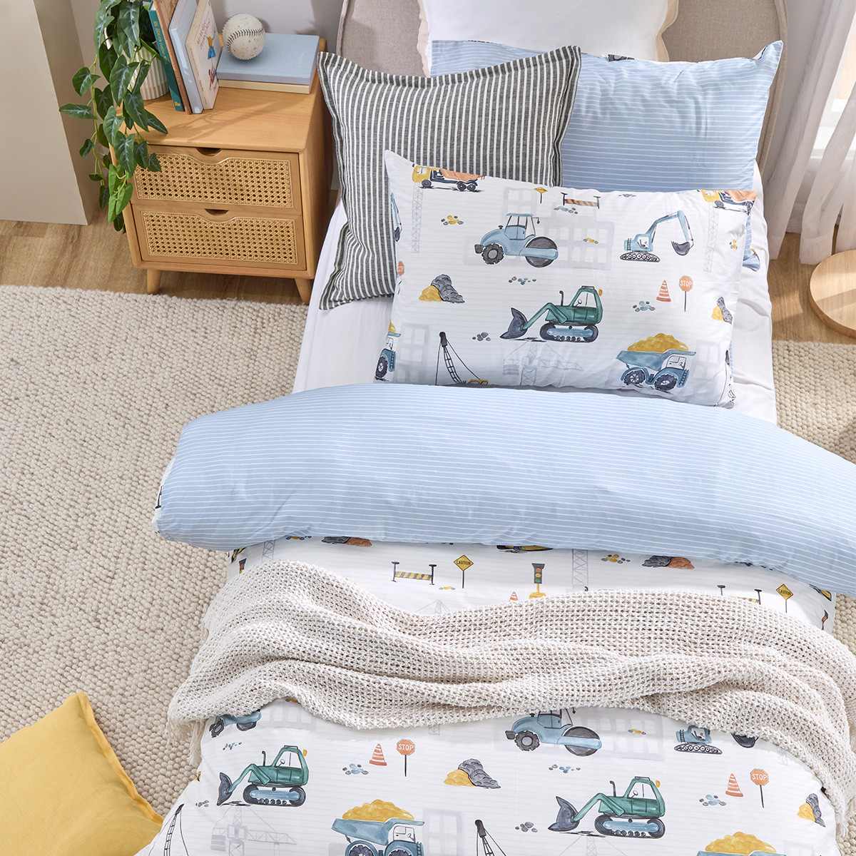 Construction Zone Quilt Cover Set - Pillow Talk