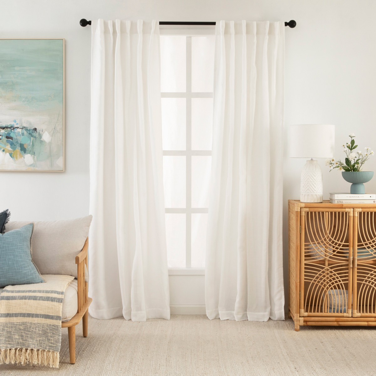 Aspen White Triple Weave Room Darkening Curtains [HABBASPEN22A ...