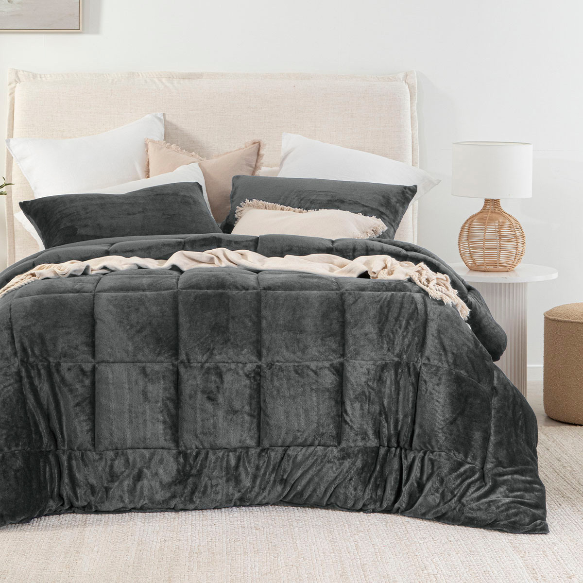 Cosy Cube Charcoal Comforter Set - Pillow Talk